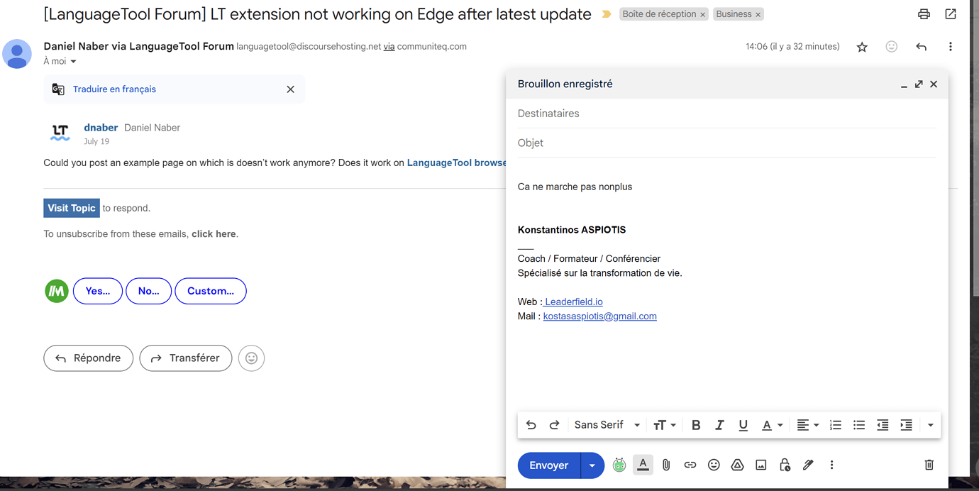 LT extension not working on Edge after latest update - LanguageTool Forum